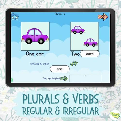 Regular and Irregular Plurals and Past Tense Verbs Boom Cards™ | Speech ...