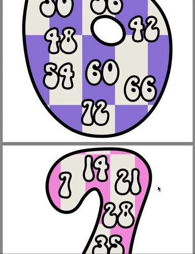 Skip Counting Posters Multiplication Posters Numbers 1-13 Gingham Checkered