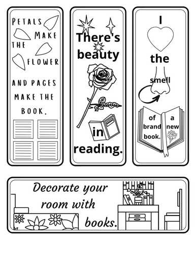 Bookmarks (6 different themes) in coloring pages 4-packs | TPT
