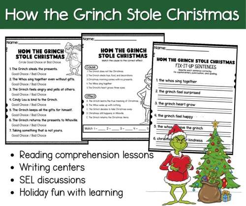 How the Grinch Stole Christmas | How the Grinch Stole Christmas ELA ...