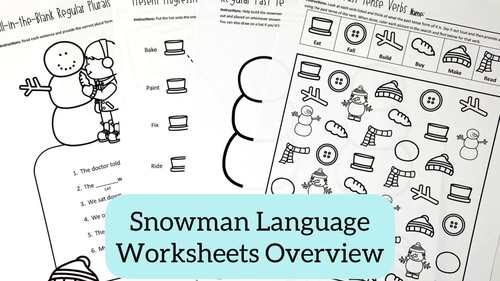 Snowman Themed Speech Therapy Winter Language Activities and Worksheets ...