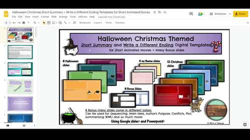 Halloween and Christmas Writing Activity for Short Movies Digital Templates