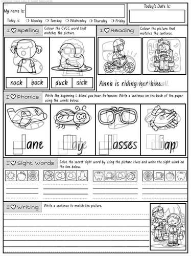 Mornings Made Easy! Kindergarten Morning Work SET SIX for NSW Australia