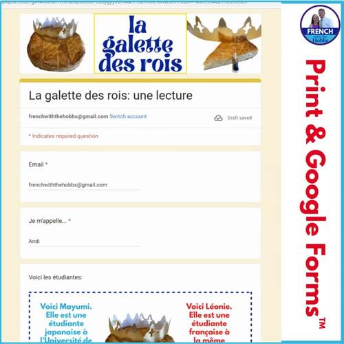 La Galette des Rois French Culture Reading Passages Printable & Google ...
