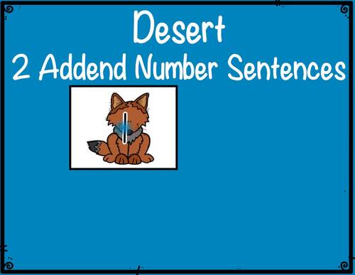 Desert Themed Build 2 Addend 0-20 Addition & Subtraction Number Sentence