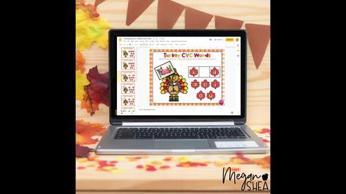 Thanksgiving Digital CVC Middle Vowels for Google Slides Distance Learning