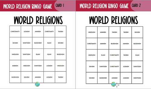 NEW! WORLD RELIGIONS BINGO REVIEW GAME | WORLD RELIGION | TPT