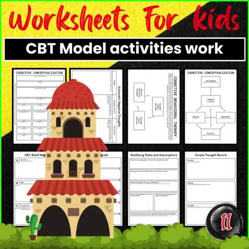 CBT Model Diagram & Therapy Worksheet by Lib Anatomy school | TPT