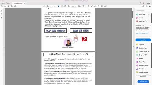 Editable Reward Punch Cards Bundle: Fillable with Acrobat Reader