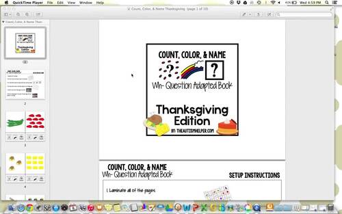 Count, Color, & Name Wh-Question Adapted Book - THANKSGIVING | TPT