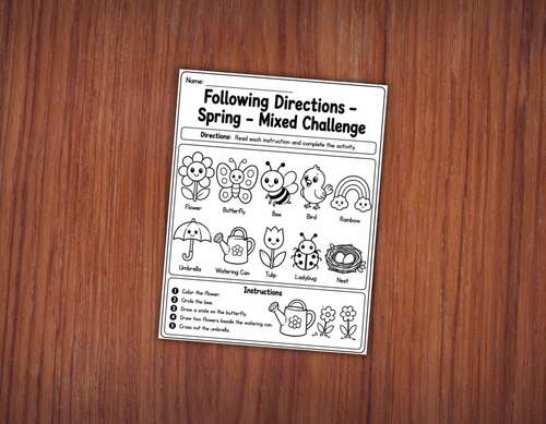 Following Directions – Spring Activities | Preschool Worksheets ...