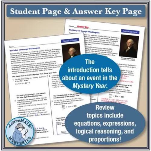 6 U.S. Presidents Math & History PDF Mini Lessons | Middle School Mixed ...