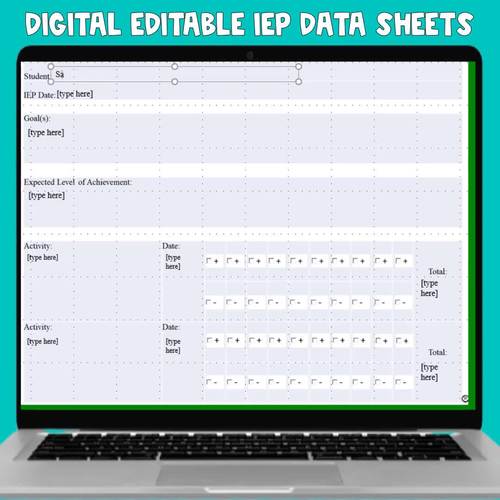 Speech Therapy Digital IEP Data Sheets l Editable PowerPoint for IEP Goals