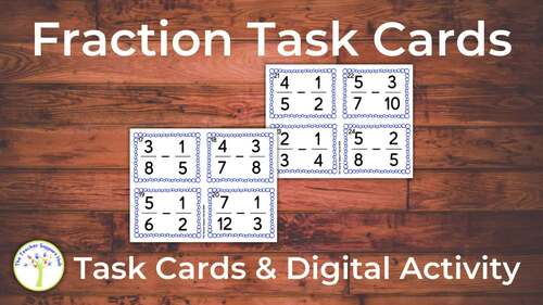 Math Subtracting Fraction Task Cards Write the Room Activity Print and ...