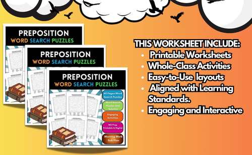 Preposition Word Search Activities Morning Work 3rd,4th,5th,6th,7th,8th ...