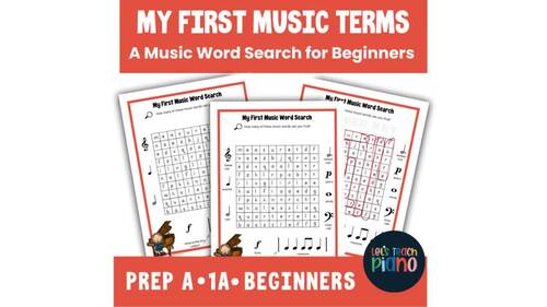 Music Word Search Puzzle My First Terms Symbols by Let's Teach Piano
