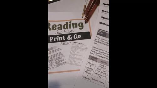 **FREE** 5th Grade Reading Sub Plans-Fiction-Print & Go by Glittery Grind
