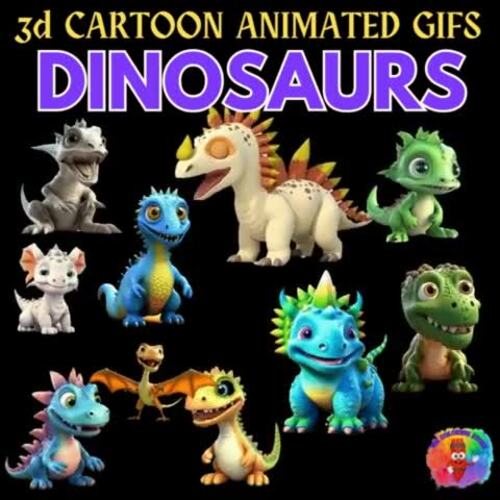 3d Cartoon DINOSAURS - Animated GIFs by The Coloring Store | TPT