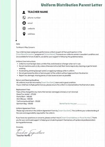 Uniform Organizational Kit for Choir, Band & Orchestra Directors (editable)