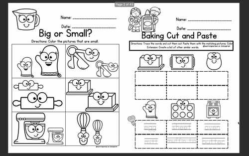 Baking Worksheets No Prep Math + Literacy Activities PreK, Kindergarten ...