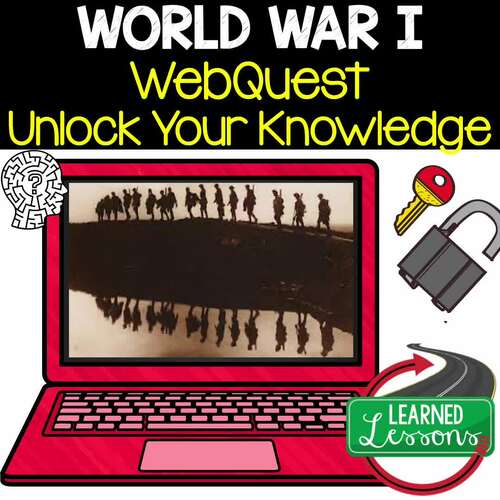 World War I Digital Escape Room, Breakout Room, Activity Pages No Prep