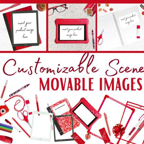 Scene Creators Red MockUp Customizable Moveable Images in Pre-Staged Scenes