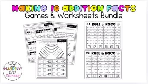 Making 10 Math Worksheets & Roll and Race Games Bundle | Friends of 10