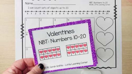 Tens Frames Numbers to 20 Valentines Day Math Center ~ Task Cards