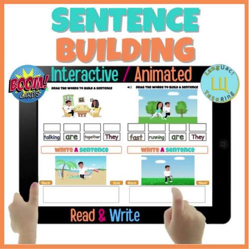 BOOM CARDS Sentence building 3 | WITH ANIMATED GIFS by Teachers ...