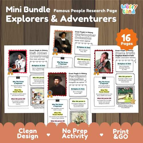 Famous Explorers Research Project | Adventure & Discovery Biography Bundle