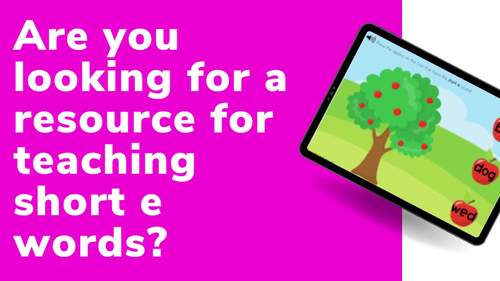 CVC Short e Word Family Apple Match Boom Cards by Fiddleheads | TPT