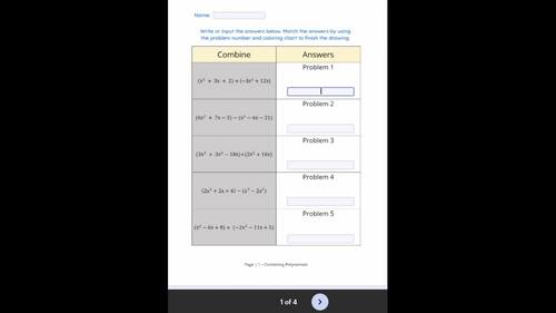 Adding and Subtracting Polynomials Coloring Activity by Algebra Beagle