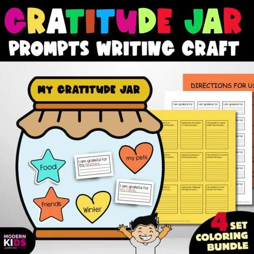 Gratitude Jar Activity Prompts Writing Craft - I Am Thankful For