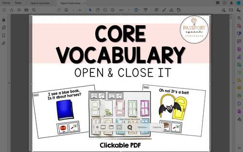 AAC Core Vocabulary: Open and Close It by Passport Speech | TPT