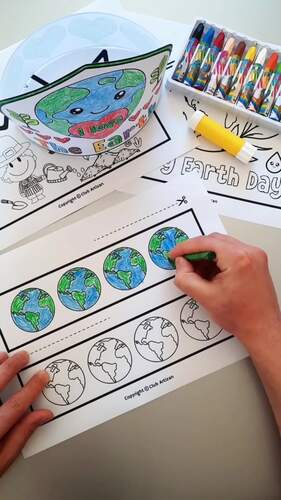 Earth Day Crown Craft, Earth Day Hat Headbands Coloring Pages Activities