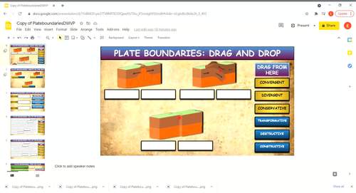 Plate Tectonics: Plate Boundaries: Drag & Drop Powerpoint + Google Slides