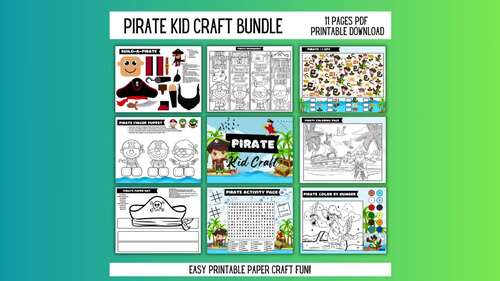 Pirate Activity Craft Bundle | Pirate Coloring Page | Pirate Craft