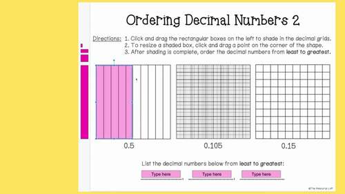 Comparing and Ordering Decimal Numbers 10 Worksheets Digital 4th and 5th