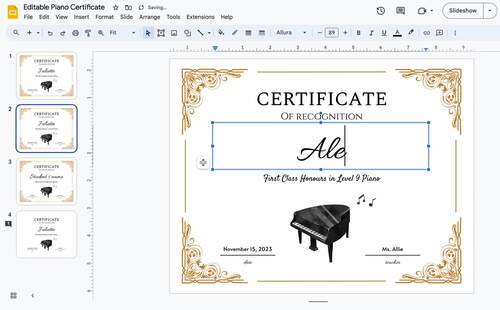 Editable Music Award Concert Certificate Bundle by Creative Teaching Lab