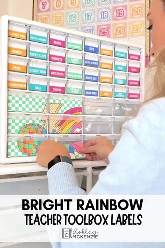 Teacher Toolbox Labels Editable Bright Rainbow Classroom Supply Labels