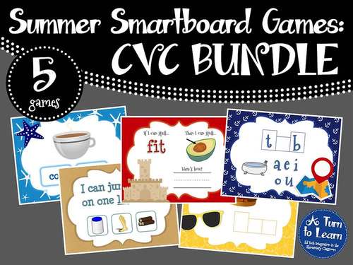 BUNDLE of Summer Smartboard Games for CVC Words (Smartboard/Promethean ...
