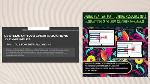 Digital SAT Prep MATH (DSAT) Assessment Worksheet Algebra System of ...