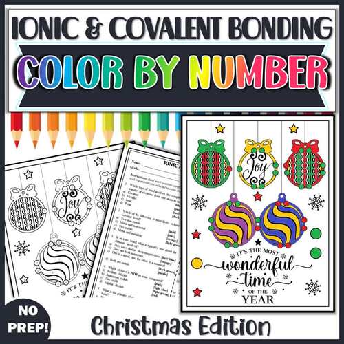 Ionic & Covalent Bonding Christmas Color by Number |Christmas Chemistry ...