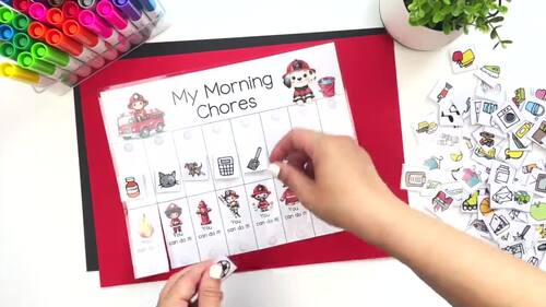 50% OFF Firefighters Chore Charts, Editable Visual Schedule & Chore Cards
