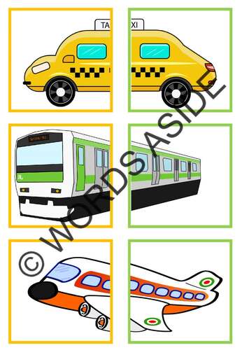 Matching Cards Half Halves PreK Autism Therapy VEHICLES TOOLS by Words ...