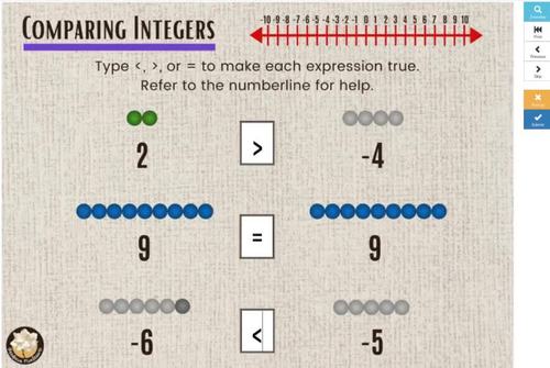 Compare and Order Integers Boom Cards - Digital Montessori Signed Numbers