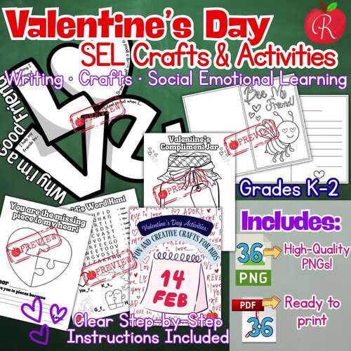 Valentines Day SEL Crafts & Activities | Writing | Grades K–2 February ...
