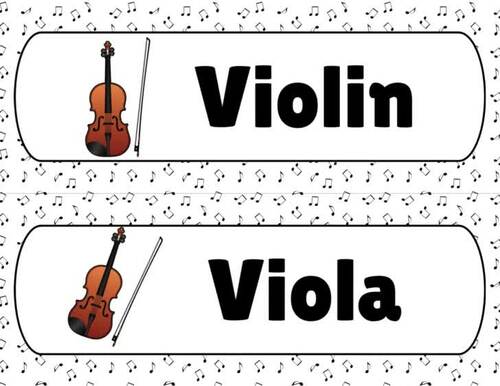 String Family Label - Black and White Music Notes by Mara Mattheus Music