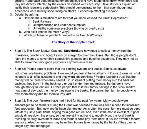 Activity: How did the Stock Market Crash of 1929 impact everyone?