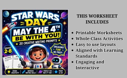 Star Wars Day Activities | 20 Space Writing Prompts | May the 4th Fun ...